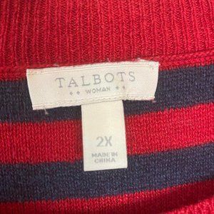 Talbots | Sweaters | Size 2x Talbots Red And Grey Striped Womens ...